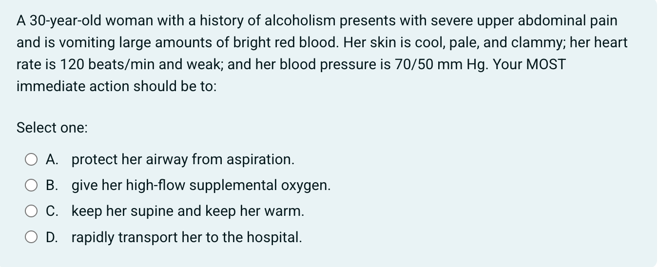 Solved A 30-year-old woman with a history of alcoholism | Chegg.com