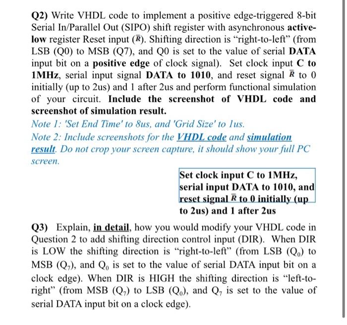 Solved Q2) Write VHDL code to implement a positive | Chegg.com