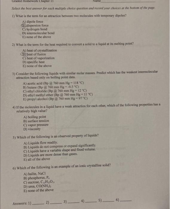 Solved Graded Homework Chapter 11 Select The Best Answer For
