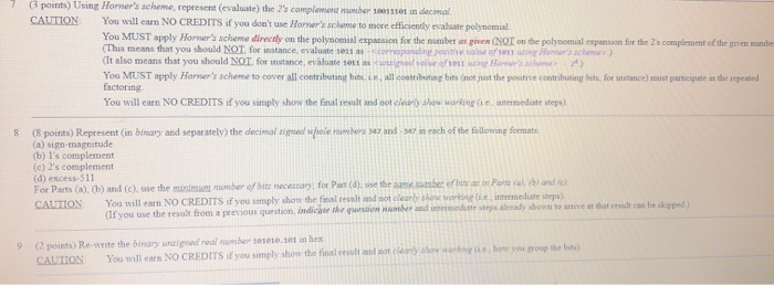 Solved 7 points) Using Homer's scheme, represent (evaluate | Chegg.com