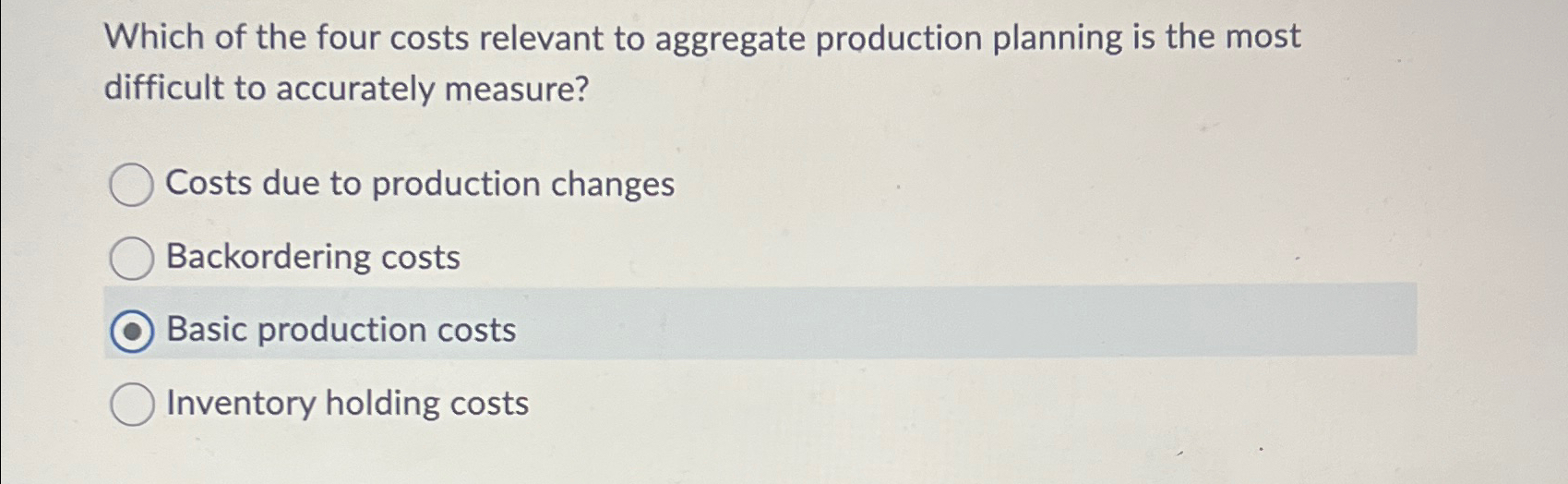 Solved Which of the four costs relevant to aggregate | Chegg.com