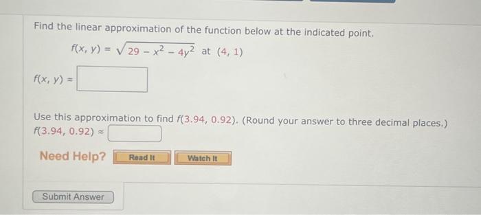Solved Find the linear approximation of the function below | Chegg.com