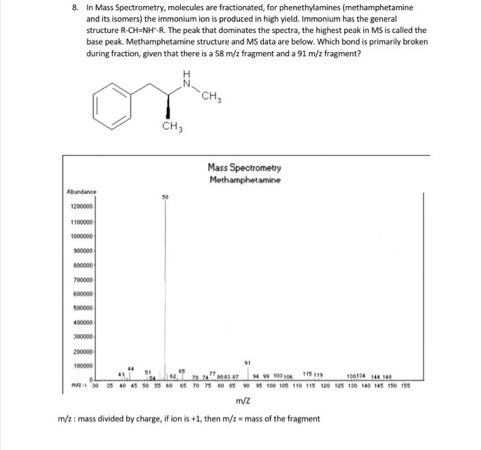 Solved 8. In Mass Spectrometry, molecules are fractionated, | Chegg.com