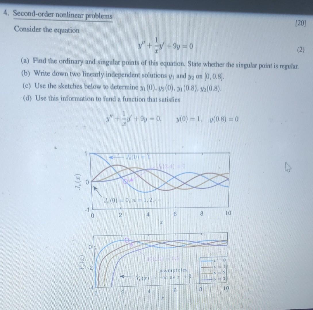 Solved 4 Second Order Nonlinear Problems Consider The