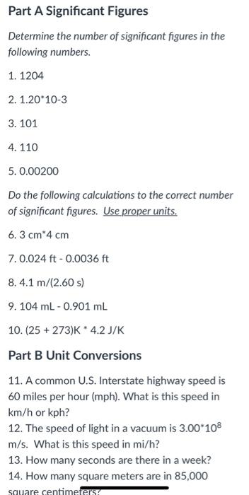 Solved Part A Significant Figures Determine the number of | Chegg.com