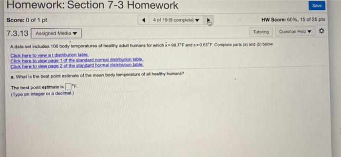 Solved Save Homework Section 7 3 Homework Score 0 Of 1 Pt