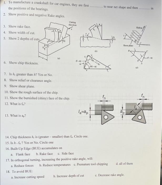Solved to near net shape and then in 1. To manufacture a | Chegg.com