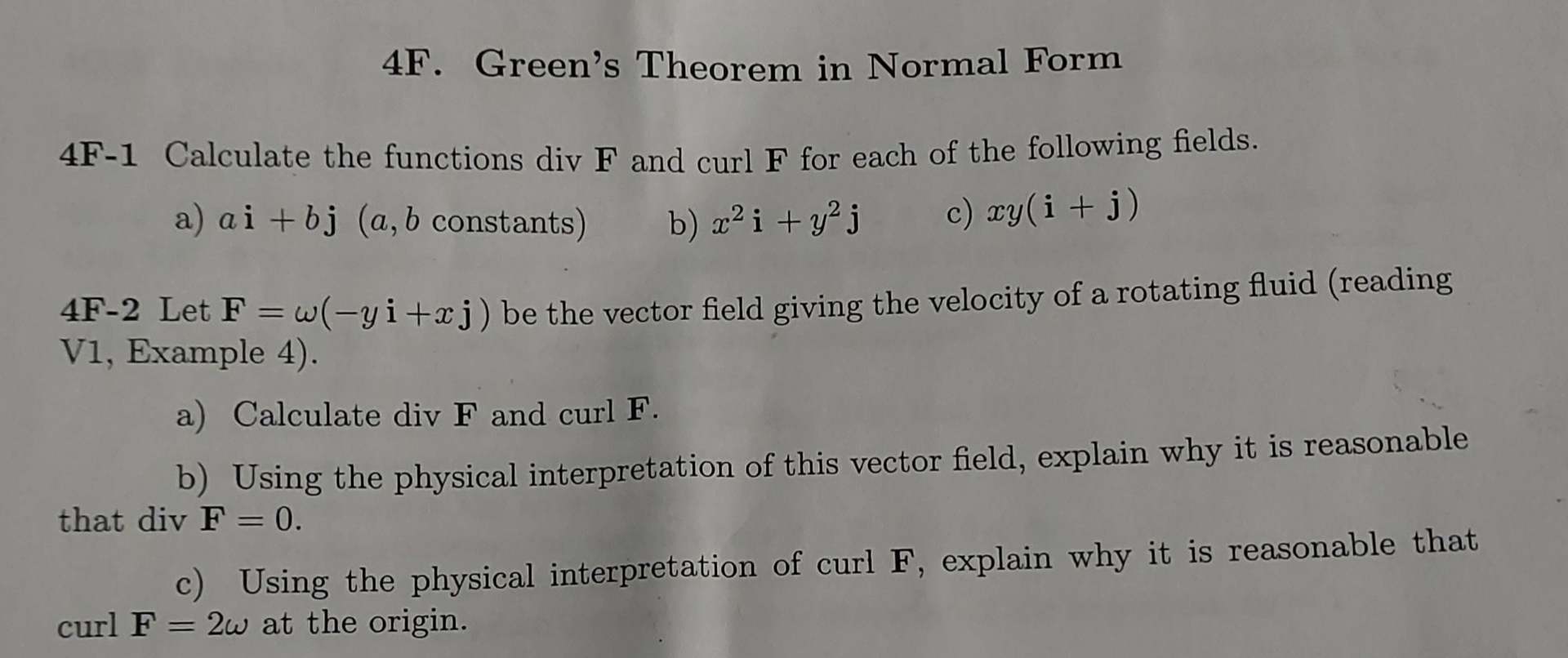 4F. ﻿Green's Theorem in Normal Form4F-1 ﻿Calculate | Chegg.com
