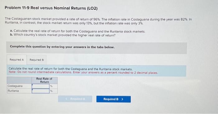 Solved Problem 11-9 Real versus Nominal Returns (LO2) The | Chegg.com