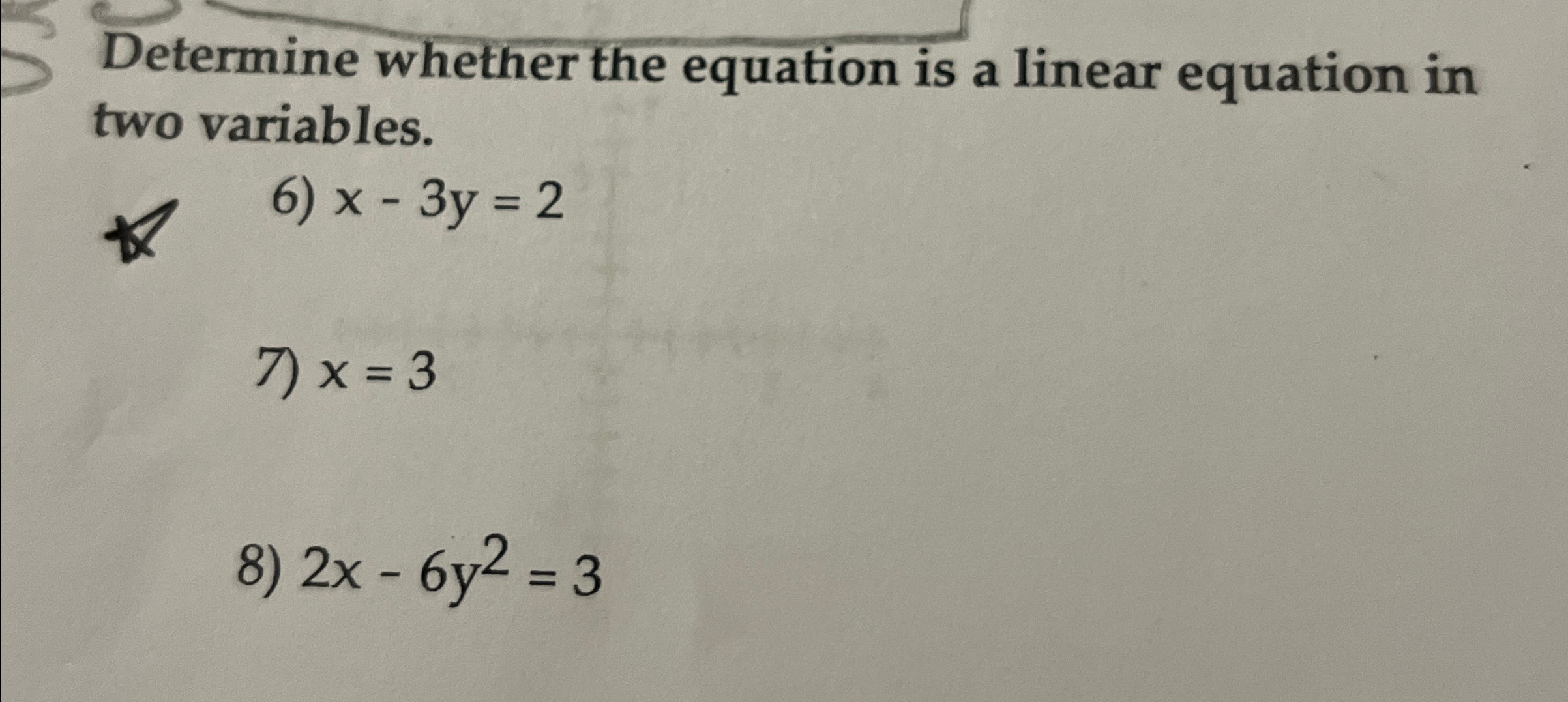 Solved Determine whether the equation is a linear equation | Chegg.com