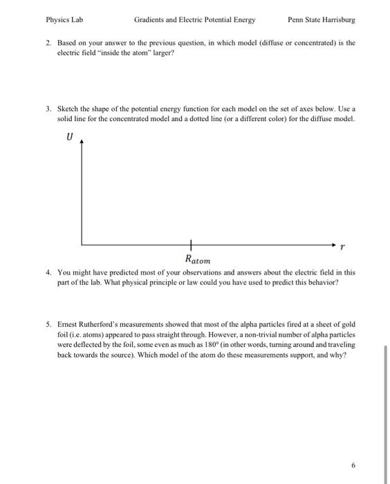 Physics Lab Gradients and Electric Potential Energy | Chegg.com