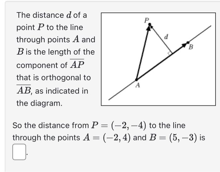 Solved The distance d of a point P to the line through | Chegg.com