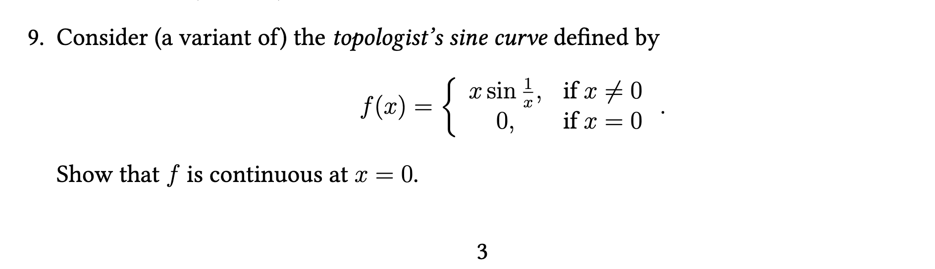 Solved Consider (a variant of) ﻿the topologist's sine curve | Chegg.com