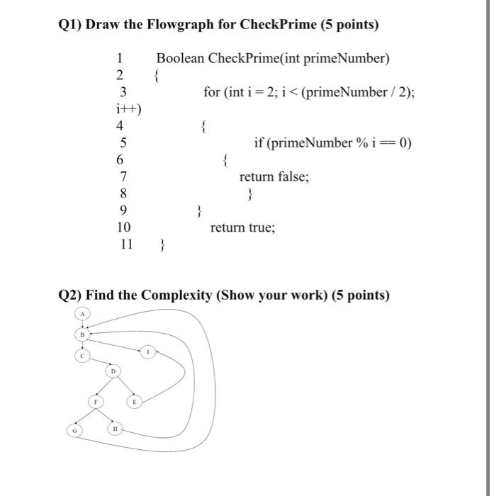 Solved Q1) Draw the Flowgraph for CheckPrime (5 points) | Chegg.com