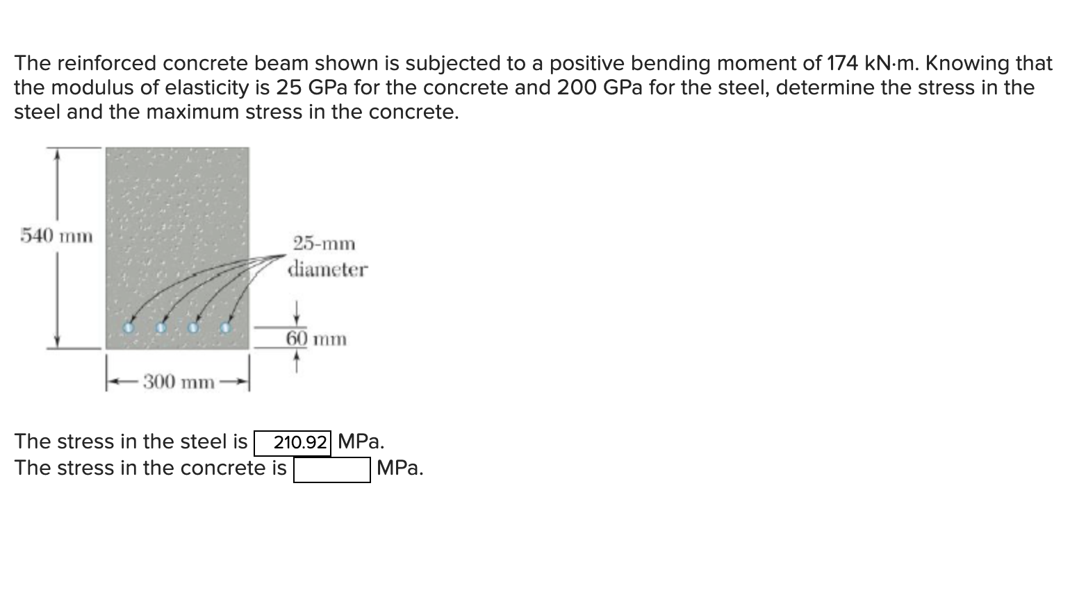 Solved The reinforced concrete beam shown is subjected to a | Chegg.com