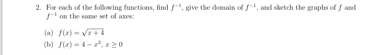 Solved For each of the following functions, find f-1, ﻿give | Chegg.com