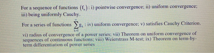 Solved For a sequence of functions (f.): i) pointwise | Chegg.com