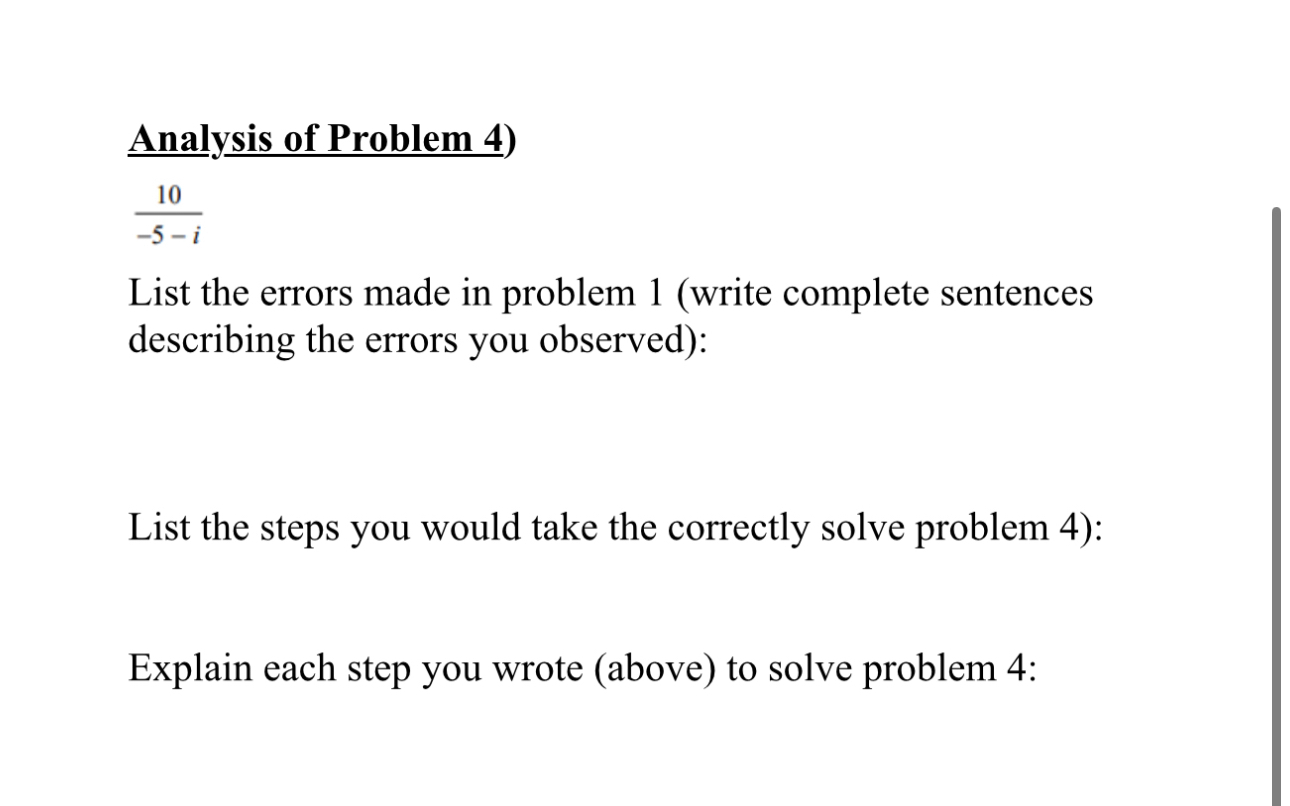 Solved Analysis of Problem 4)10-5-iList the errors made in | Chegg.com