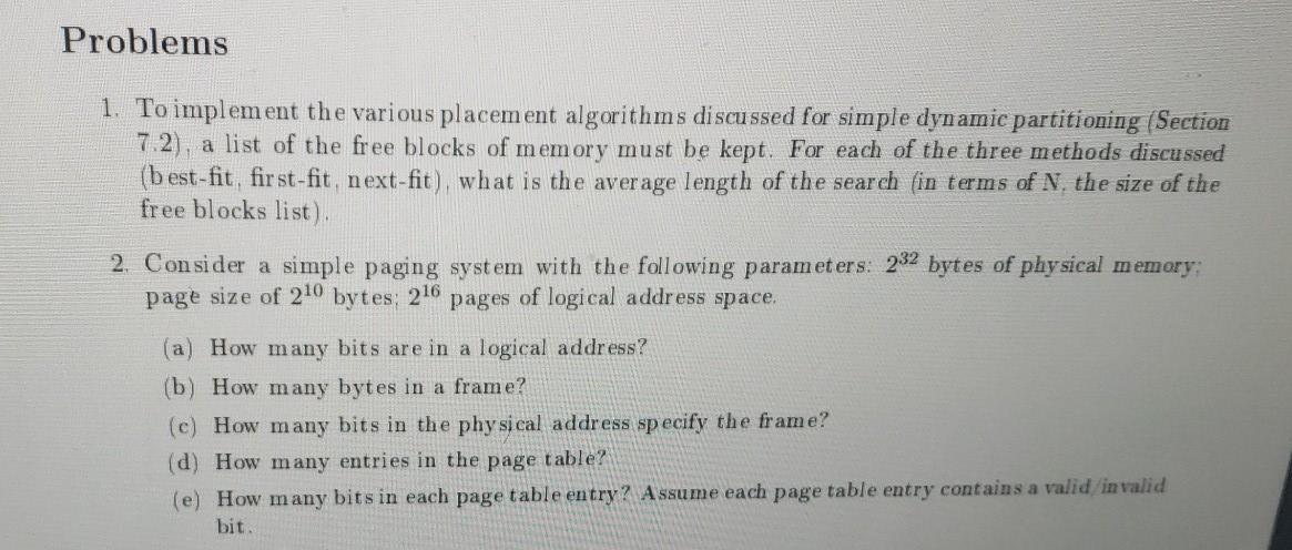 Problems 1 To Implement The Various Placement 