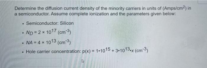 Solved Determine the diffusion current density of the | Chegg.com