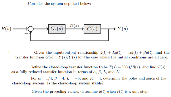 Solved Consider the system depicted below:Given the | Chegg.com