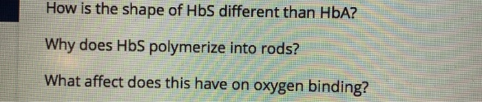 Solved How is the shape of Hbs different than HbA? Why does | Chegg.com