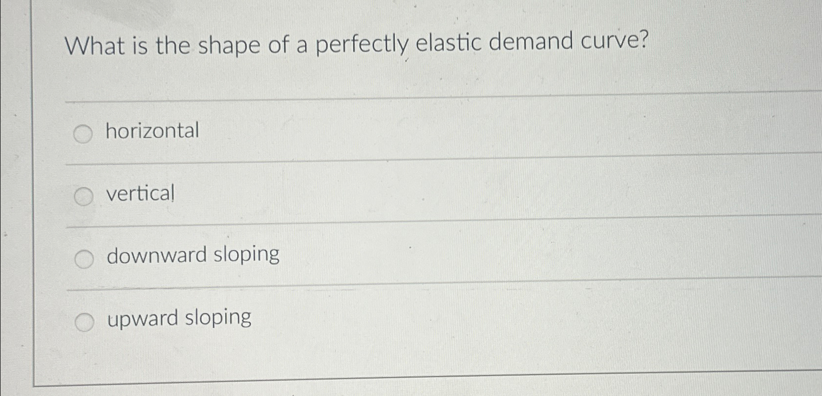 Solved What is the shape of a perfectly elastic demand | Chegg.com