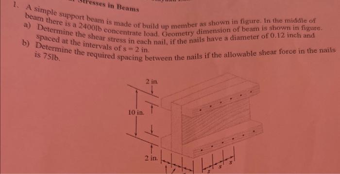 1. A simple support beam is made of build up member | Chegg.com