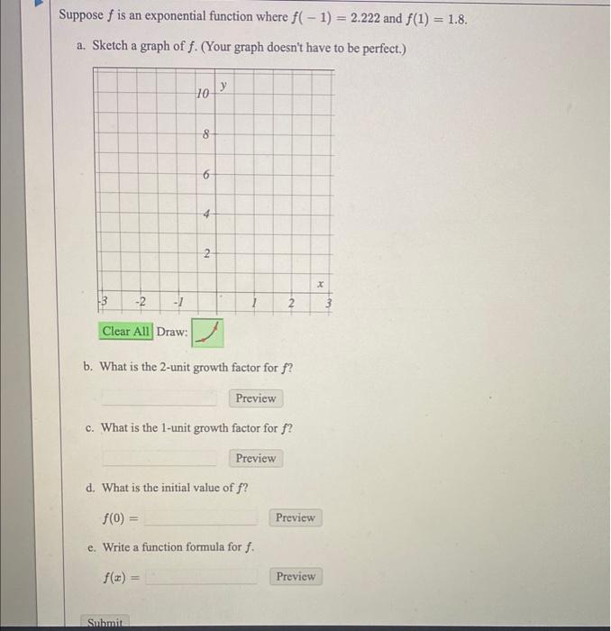 Solved Suppose f is an exponential function where | Chegg.com