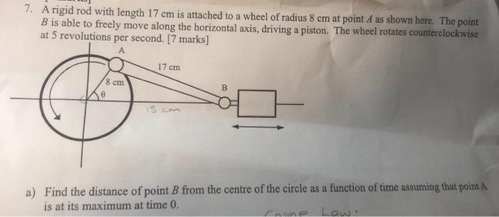 Solved 7. A rigid rod with length 17 cm is attached to a | Chegg.com