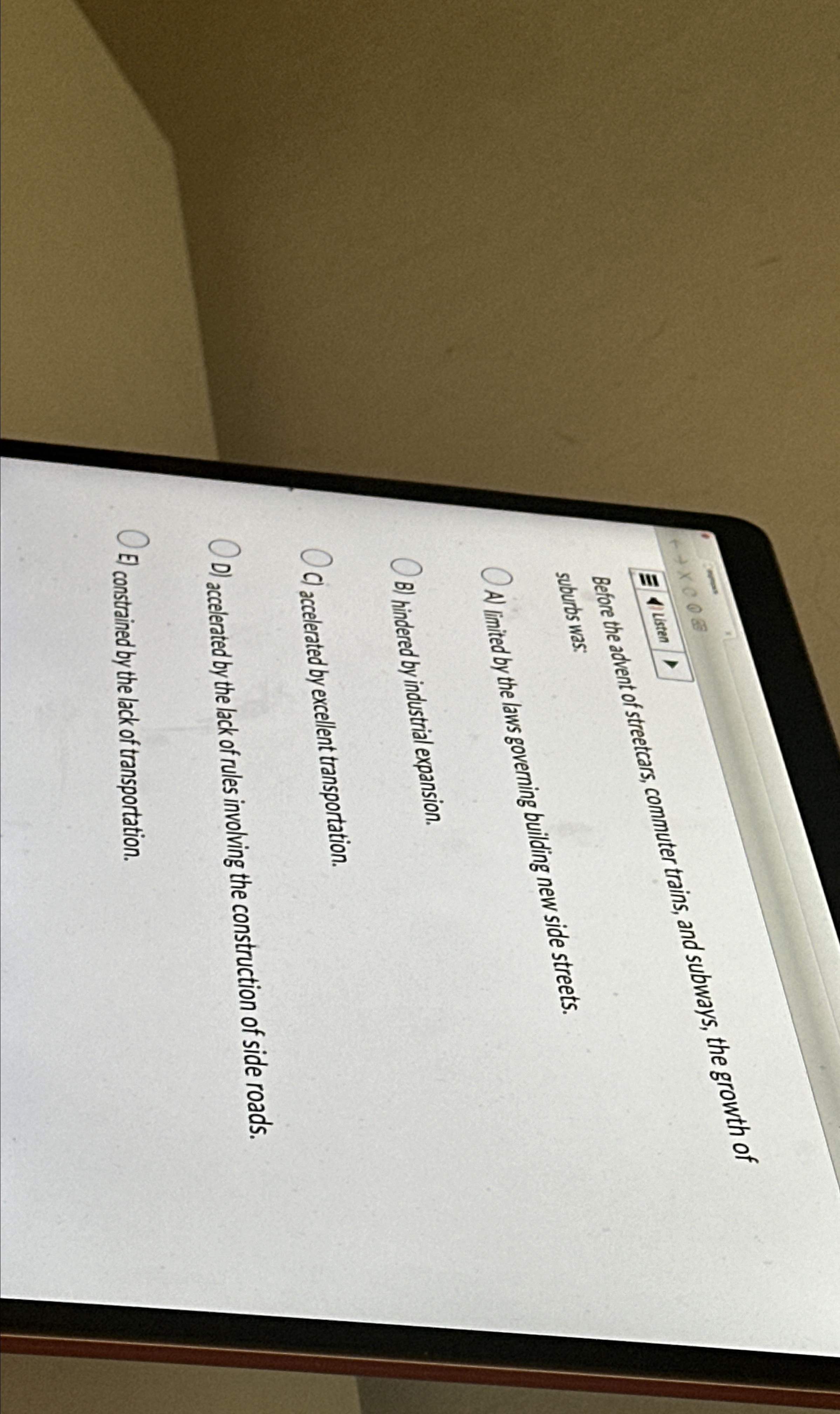 Solved Before the advent of streetcars, commuter trains, and | Chegg.com