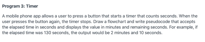 Solved Program 3: Timer A mobile phone app allows a user to | Chegg.com