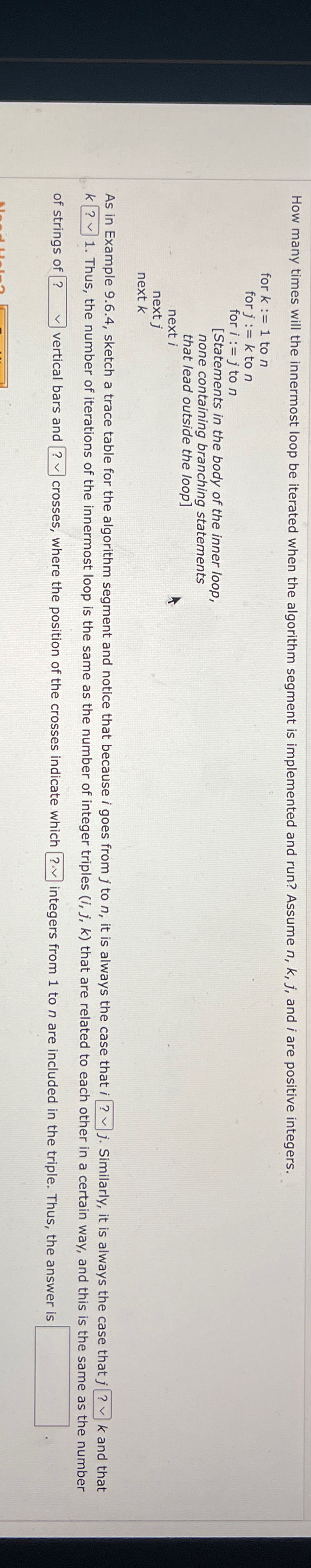 Solved How many times will the innermost loop be iterated | Chegg.com