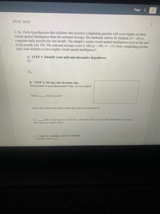 Solved 2. Dr. Purlo hypothesizes that children who practice | Chegg.com