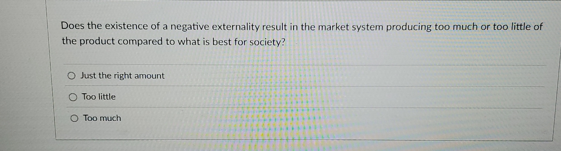 Solved Does the existence of a negative externality result | Chegg.com