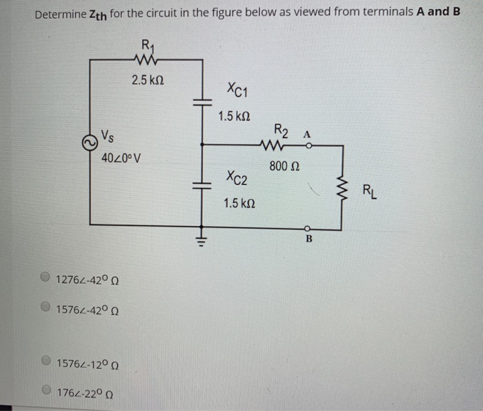 Solved Determine Zth for the circuit in the figure below as | Chegg.com