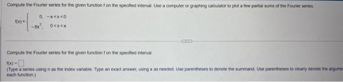 Solved Compute the Fourier series for the given function f | Chegg.com
