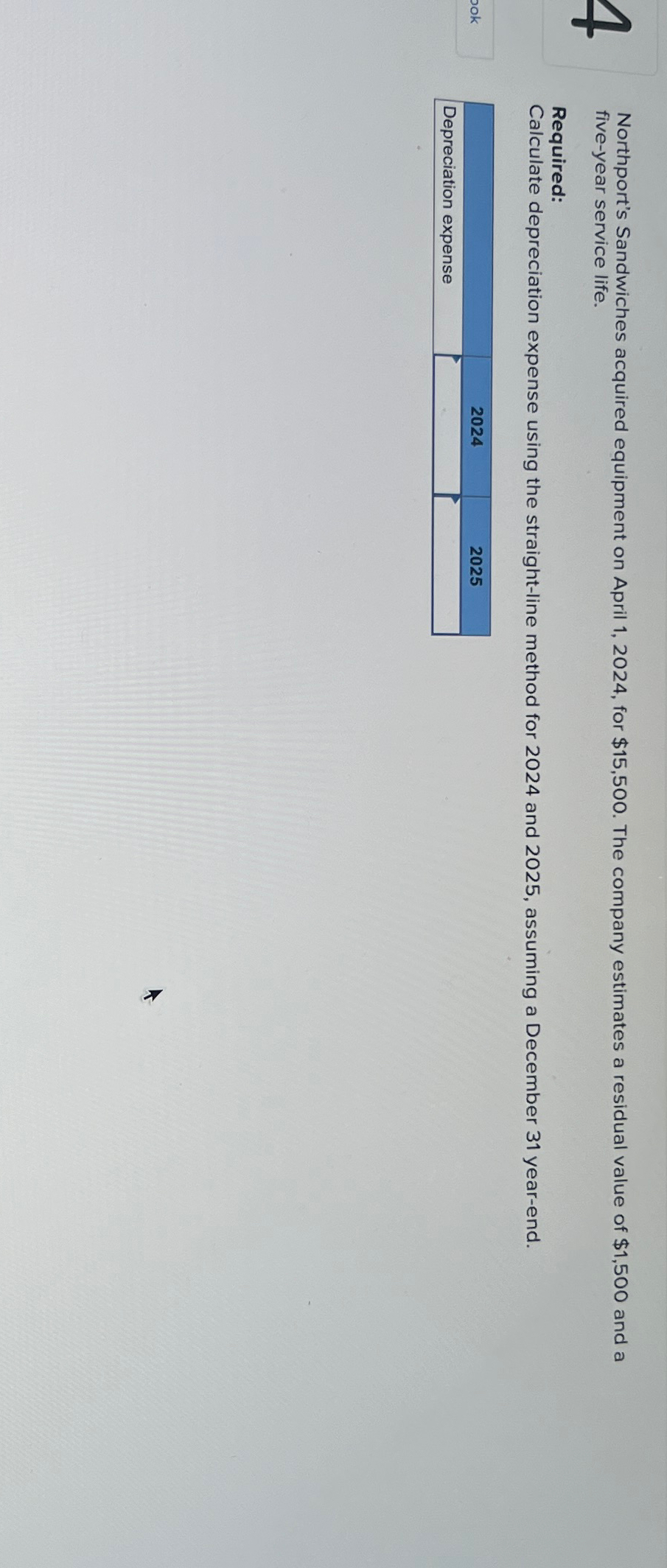 Solved Northport's Sandwiches acquired equipment on April | Chegg.com