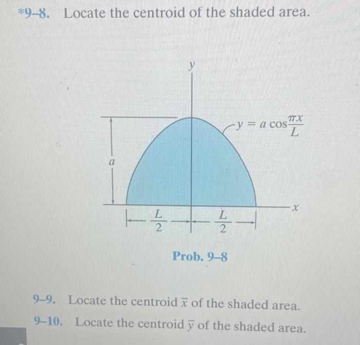 Solved *9–8. Locate the centroid of the shaded area. y X - y | Chegg.com