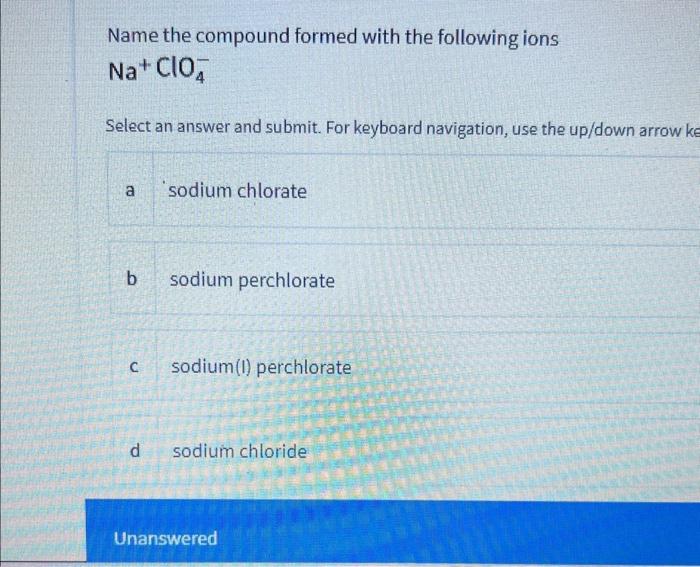 Solved Name the compound formed with the following ions | Chegg.com