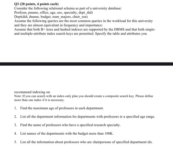 Q3 (20 points, 4 points each) Consider the following | Chegg.com Q3 (20 points, 4 points each) Consider the following | Chegg.com