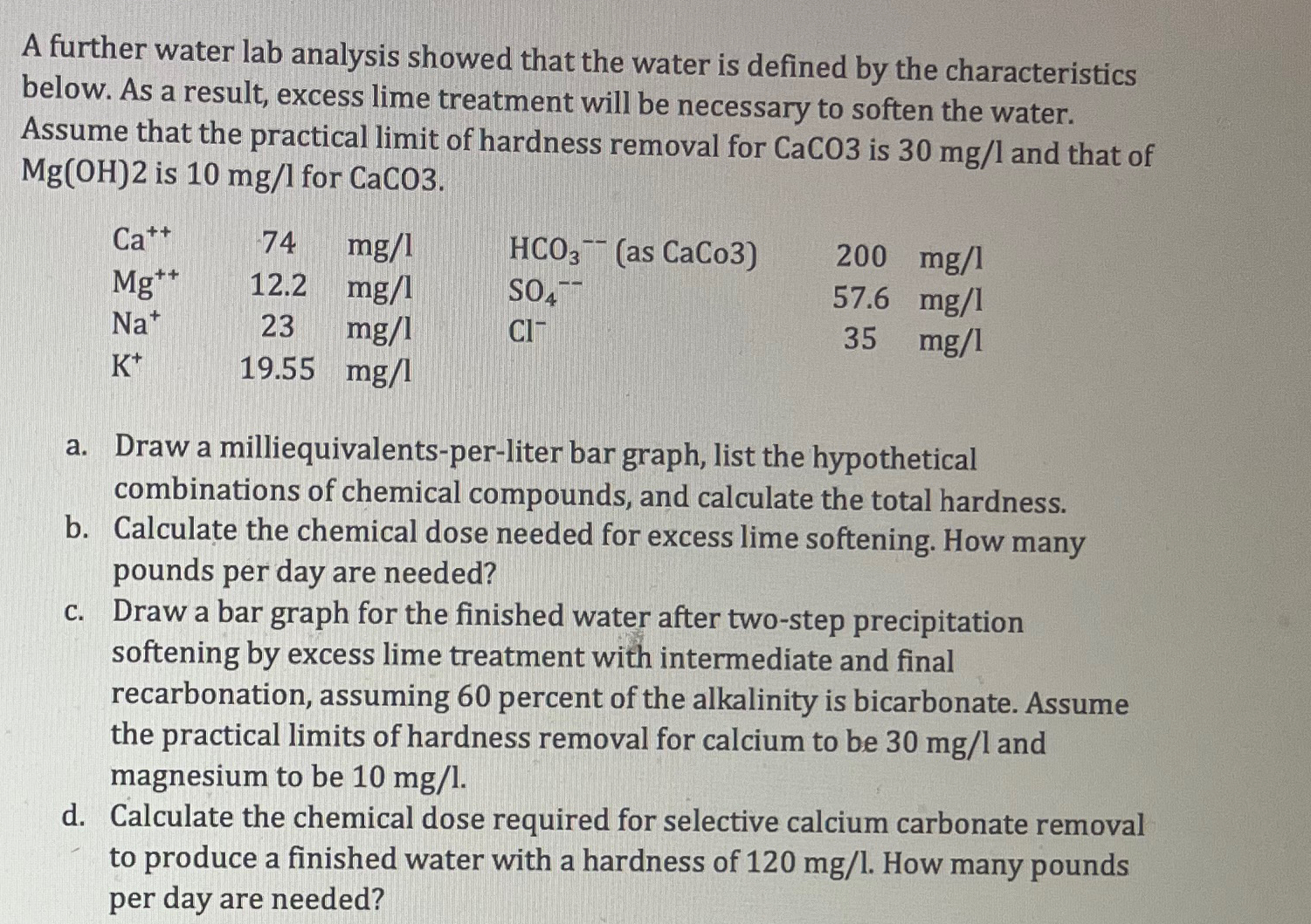 Solved A further water lab analysis showed that the water is | Chegg.com