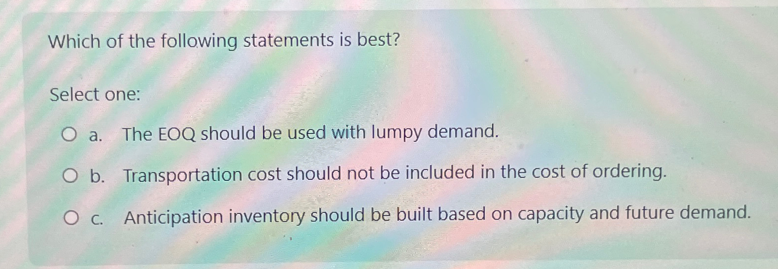 Solved Which of the following statements is best?Select | Chegg.com