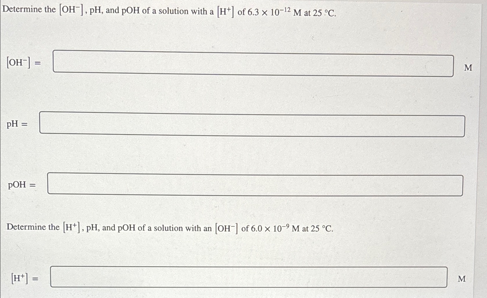 Solved Determine the [OH-],pH, ﻿and pOH of a solution with a | Chegg.com