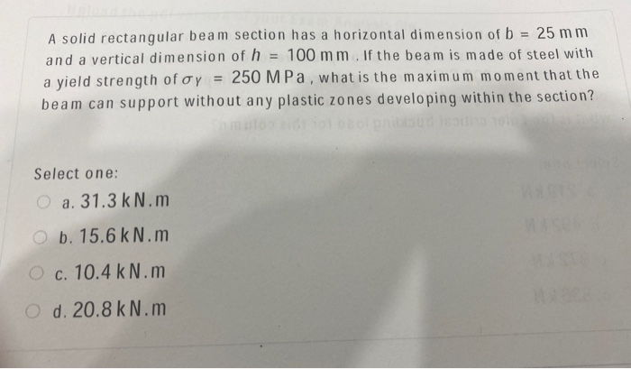 Solved A solid rectangular beam section has a horizontal | Chegg.com
