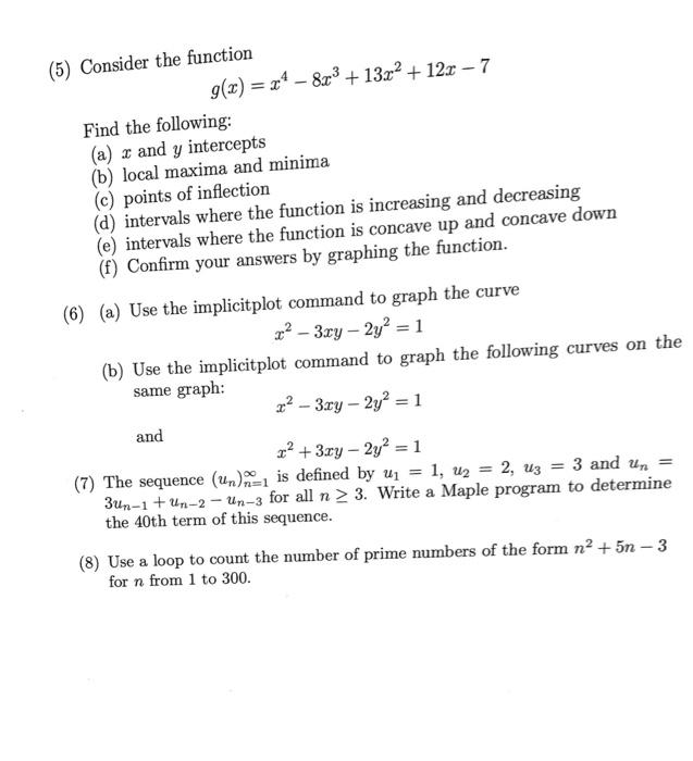 Solved help me solve these question using maple worksheet in | Chegg.com