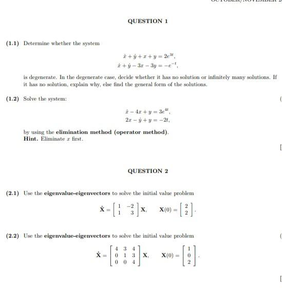 Solved (1.1) Determine whether the system | Chegg.com