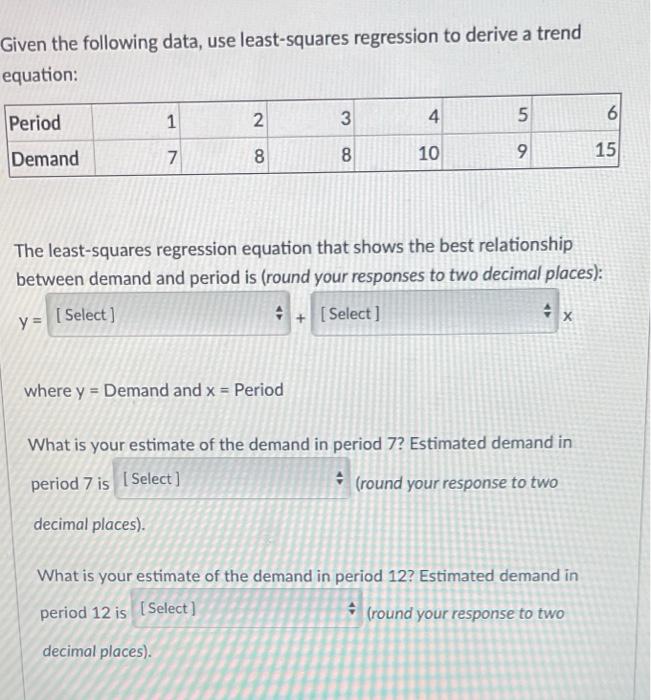 Solved Given the following data, use least-squares | Chegg.com