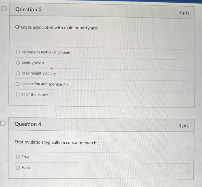 Solved Changes associated with male puberty are: increase in | Chegg.com
