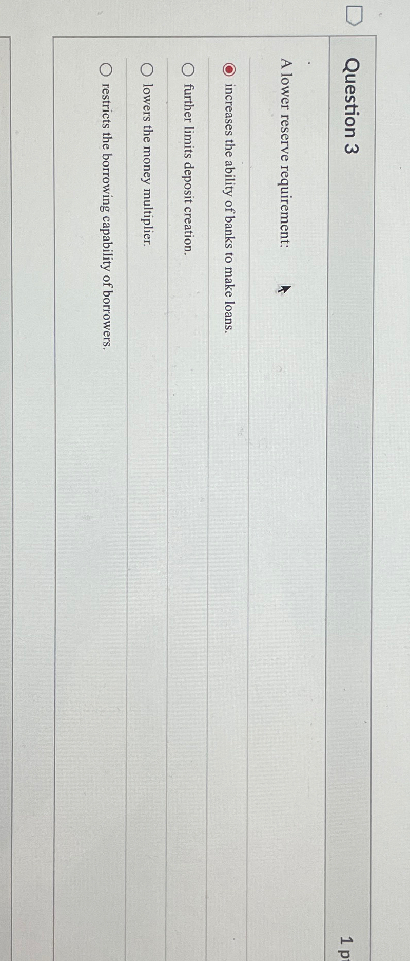 Solved Question 31pA lower reserve requirement:q,increases | Chegg.com